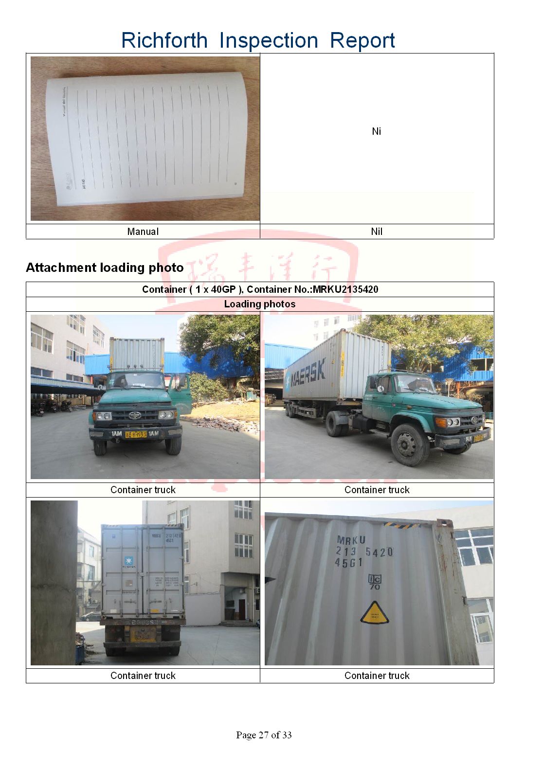 Container Loading Inspection Report - China Inspection Services | $118. ...